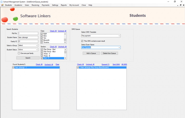 School SMS Software - Software Linkers